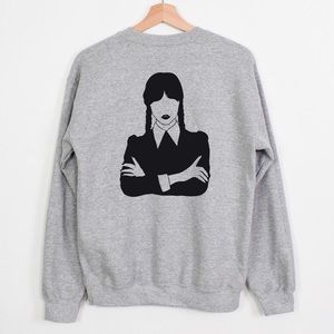 Gildan | Sweaters | Wednesday Addams Grey Crewneck Sweater | Poshmark